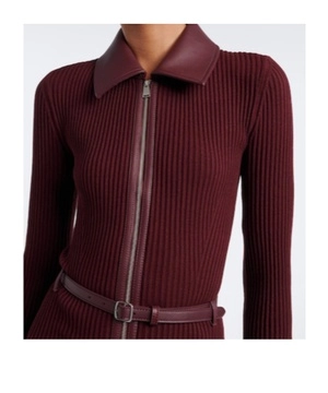 Simkhai Ismelle Belted Ribbed-knit Shirt Dress - Wine Red