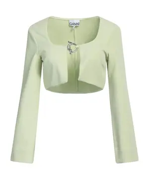 GANNI Solidcolor Stretchfabric Longsleeve Top - Green