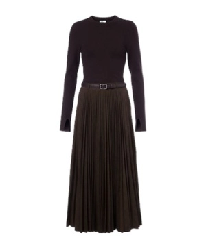Simkhai Abilene Checked Ribbed-knit Pleated Midi Dress