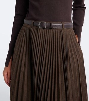 Simkhai Abilene Checked Ribbed-knit Pleated Midi Dress