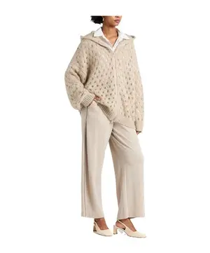 Brunello Cucinelli Solidcolor Zipup Hooded Knit Sweater