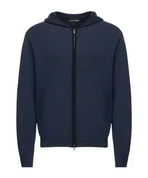 Emporio Armani Zip-up Hooded Cardigan - Blue