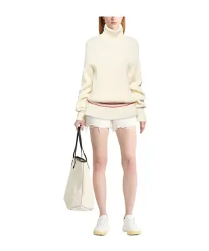Chloé Two-tone Paneled Knit Turtleneck Sweater - Ivory