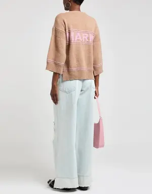 Marni Twotone Wool Shortsleeve Knit Sweater