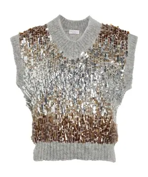 Brunello Cucinelli Solidcolor Knit Vest - Grey