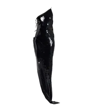 Rick Owens Sequin Oneshoulder Long Dress - Black