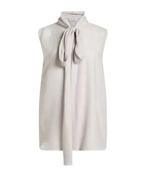 Brunello Cucinelli Solidcolor Sleeveless Lightweight Top - Grey