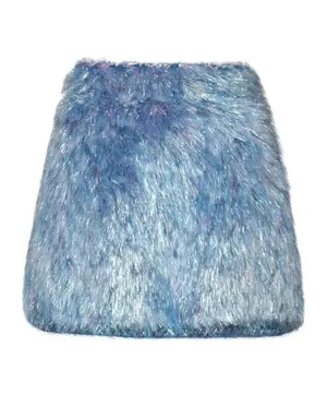 Dolce & Gabbana Multi-colored Plush Umbrella Skirt - Blue