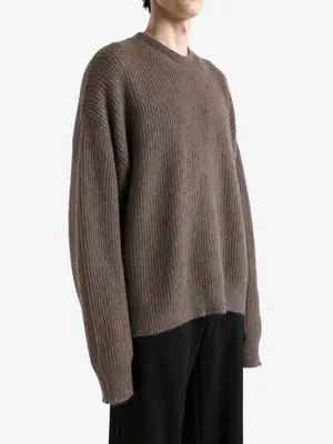 UMA WANG Long-sleeve Crew-neck Sweater - Brown