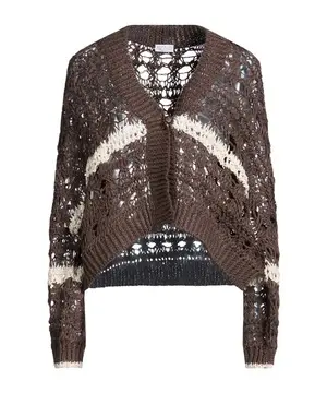 Brunello Cucinelli Striped Cardigans - Brown