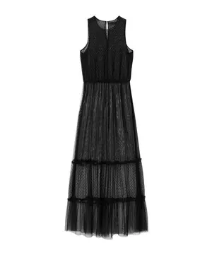 ALLSAINTS Sleeveless Tulle Midi Dress - Black