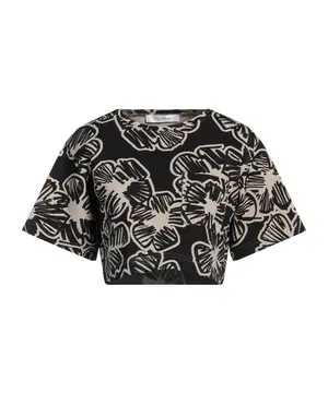 Max Mara Two-color Short-sleeved T-shirt - Black