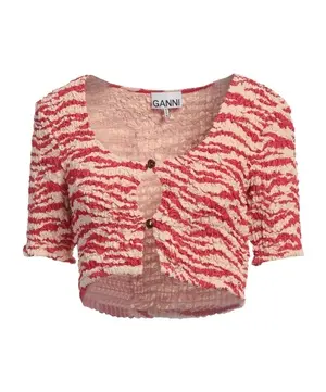 GANNI Two-tone Cropped Top - Beige