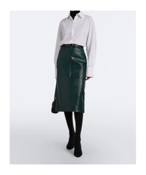 THE FRANKIE SHOP Croc-effect Leather Pencil Skirt