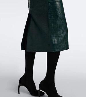 THE FRANKIE SHOP Croc-effect Leather Pencil Skirt