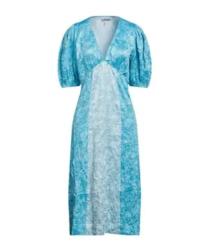 GANNI Two-tone Spliced Short-sleeve Dress - Blue