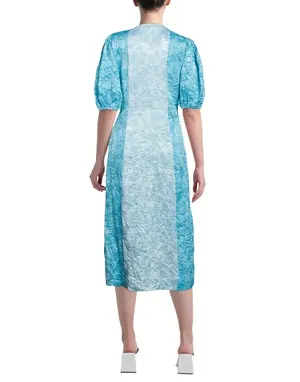 GANNI Two-tone Spliced Short-sleeve Dress