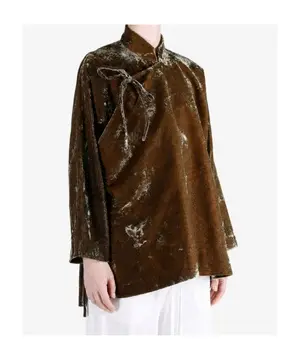 UMA WANG Asymmetric-front Crushed Velvet Jacket - Dark Rose
