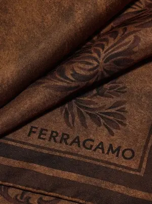 FERRAGAMO Brocade Printed Silk Square Scarf