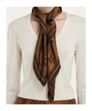 FERRAGAMO Brocade Printed Silk Square Scarf