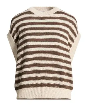 Brunello Cucinelli Striped Knit Vest - Brown