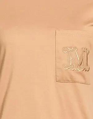 Max Mara Short Sleeve Crewneck T-shirt With Embroidered Logo Pocket - No