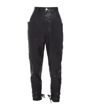 Isabel Marant Étoile Minimalist Slimfit Leather Pants - Black