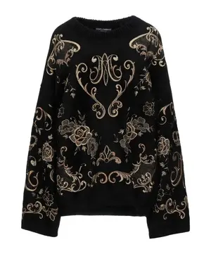 Dolce & Gabbana Floral Knit Top - Black