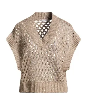 Brunello Cucinelli Solidcolor Vneck Sleeveless Knit Sweater - No