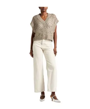 Brunello Cucinelli Solidcolor Vneck Sleeveless Knit Sweater