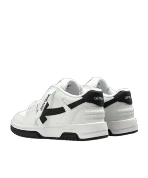 Off-White Leather Round-toe Lace-up Sneakers - White