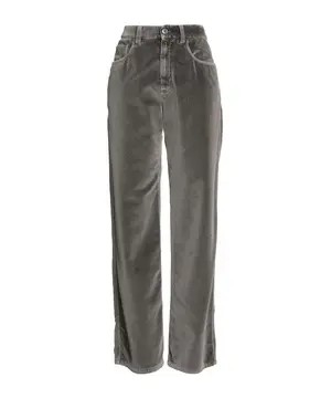 Brunello Cucinelli Oversized Velvet Trousers - Grey