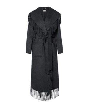 Simkhai Carrie Fringed Wrap Coat - Grey