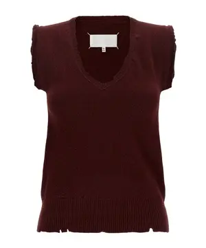 MAISON MARGIELA Distressed Four Stitches Vest - Bordeaux