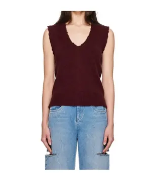 MAISON MARGIELA Distressed Four Stitches Vest - Bordeaux
