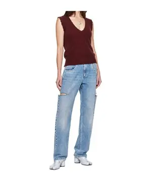 MAISON MARGIELA Distressed Four Stitches Vest - Bordeaux