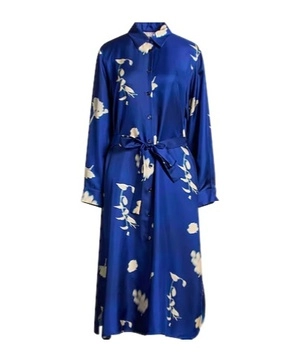 Max Mara Printed Longsleeve Shirt Dress - Blue
