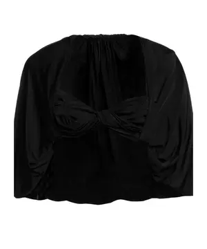 Saint Laurent Minimalist Shortsleeve Cropped Top - Black