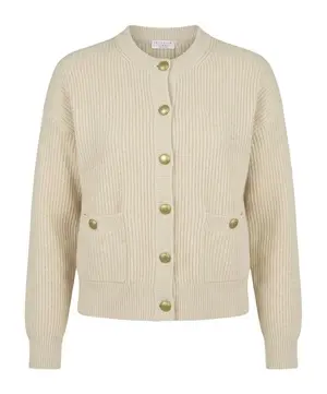 Brunello Cucinelli Ribbed-knit Heavy-weight Cardigan - Sand