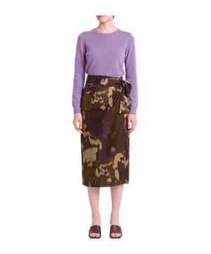 Max Mara Multicolor Satin Midi Skirt