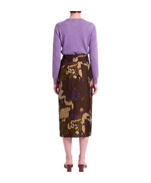 Max Mara Multicolor Satin Midi Skirt