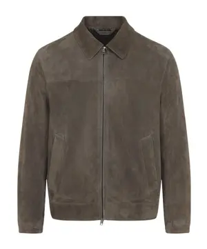 Brioni Long-sleeve Zip-up Leather Jacket - Brown