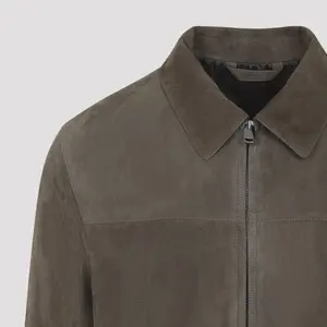 Brioni Long-sleeve Zip-up Leather Jacket