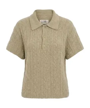 MAISON MARGIELA Short-sleeved Knitted Top - Nude