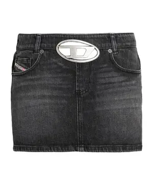 DIESEL® Solidcolor Denim Flare Skirt - Black