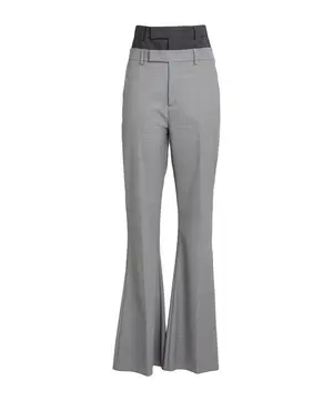 Sportmax Minimalist Solidcolor Flared Trousers - Grey