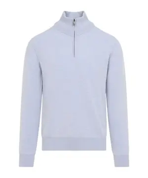 Brioni Long-sleeve Zip-up Sweater - Sky Blue