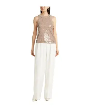 Brunello Cucinelli Sleeveless Round-neck Sequined Top