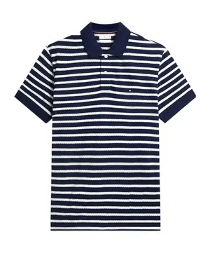 Tommy Hilfiger Striped-print Logo-embroidered Polo Shirt