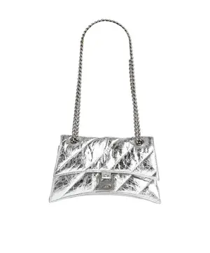 Balenciaga Mediumsize Solidcolor Leather Handbag - Silver